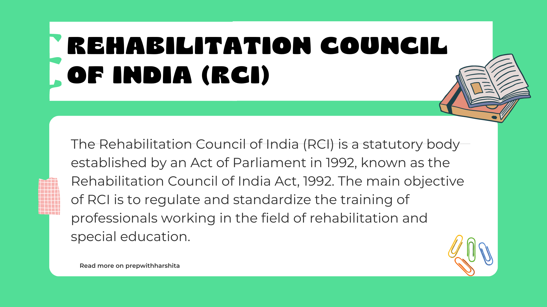 Rehabilitation Council of India (RCI) - Prep With Harshita